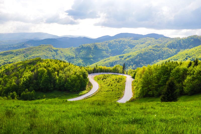 Mountain Winding Road in Slovakia, View from Above with a View of the ...