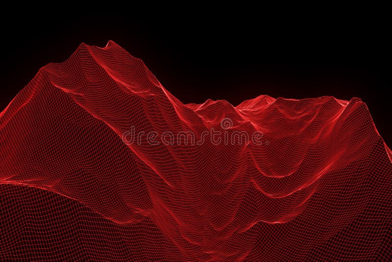 Mountain in Wireframe Hologram Style. Nice 3D Rendering Stock ...
