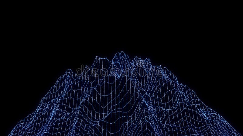 Mountain in Wireframe Hologram Style. Nice 3D Rendering Stock Footage ...