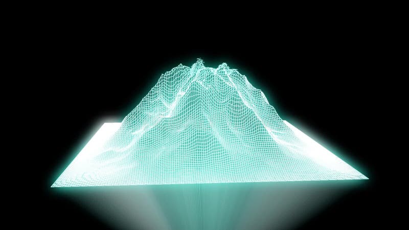 Mountain in Wireframe Hologram Style. Nice 3D Rendering Stock Footage ...
