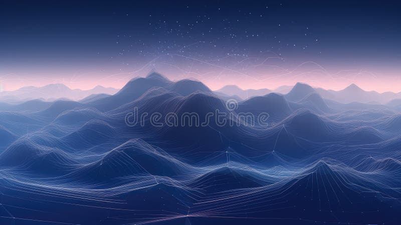 Mountain Wireframe Landscape Topographic Stock Illustration ...