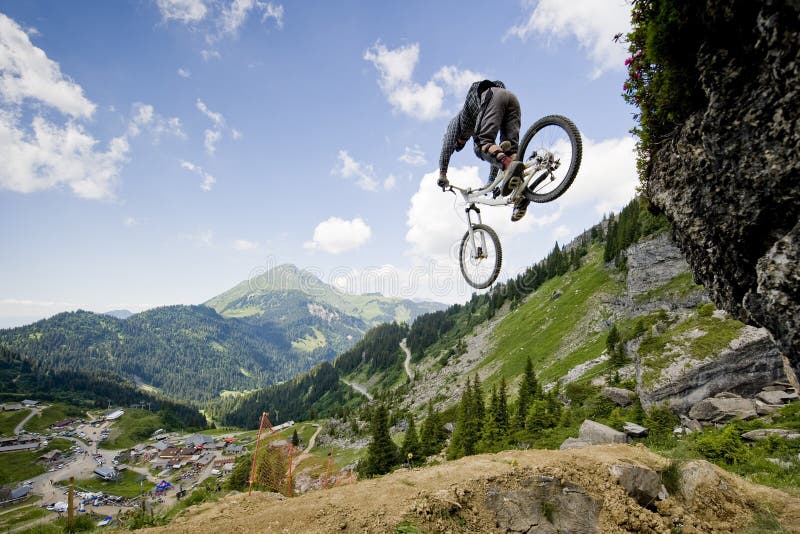 Mountainbiker Bike View Mountain Stock Photo - Image of biking, peaks ...