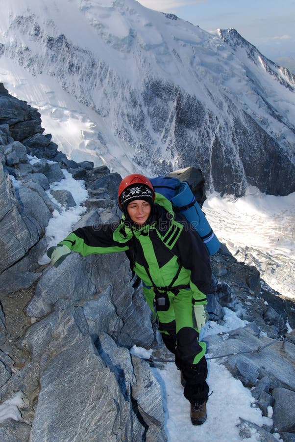 Mountaineer woman climbing stock photo. Image of girl - 11688188