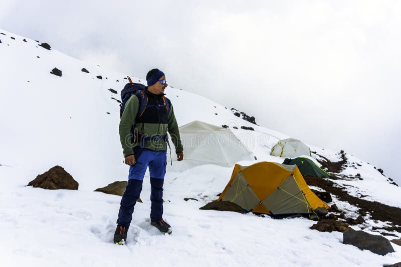 Mountaineer in the High Camp of the Chimborazo Volcano Stock Image - Image of people, challenge ...