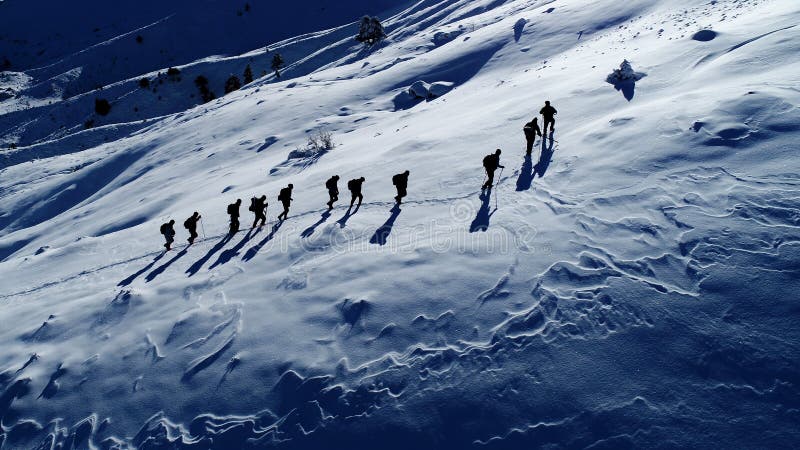 Harmonious Walk of Crowded Climber Group Stock Photo - Image of ...