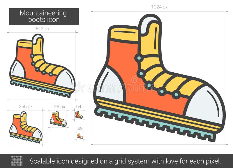 Mountaineering Boots Line Icon. Stock Vector - Illustration of draw ...