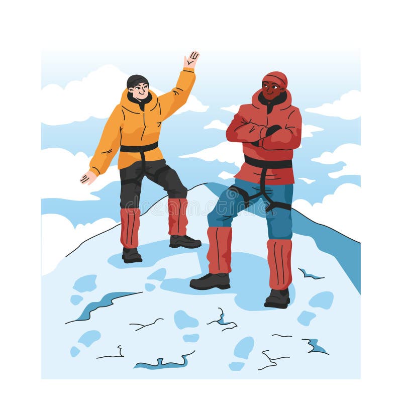 Mountaineering. Mountain Climbers with Backpacks during Nature Stock ...