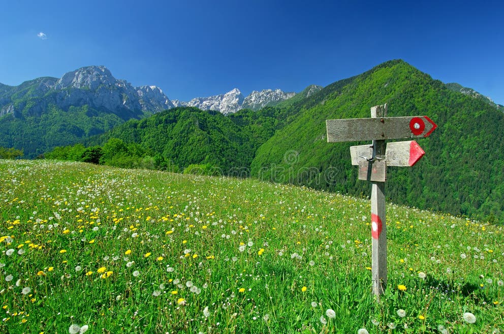 Mountaineering sign stock photo. Image of sign, sunny - 2214024