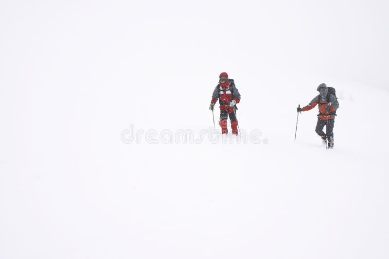 Mountaineers on Bad Winter Weather Stock Photo - Image of expedition ...