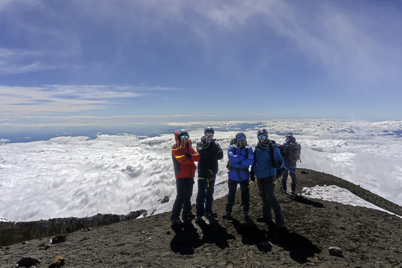 Mountaineers on the Summit of the Pico De Orizaba Volcano Editorial ...