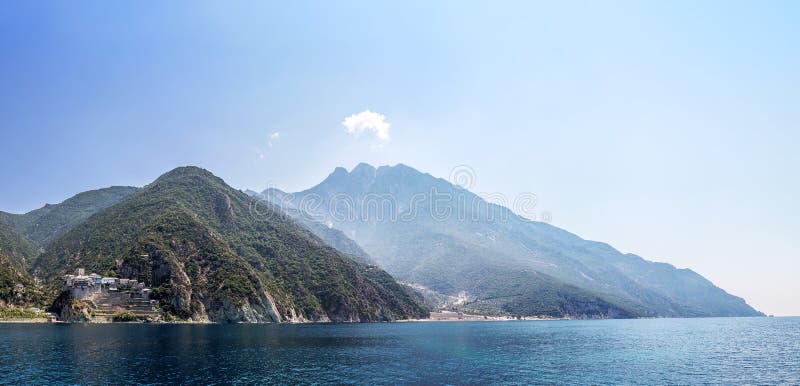 Mountaines Athos in Greece stock photo. Image of travel - 187922482