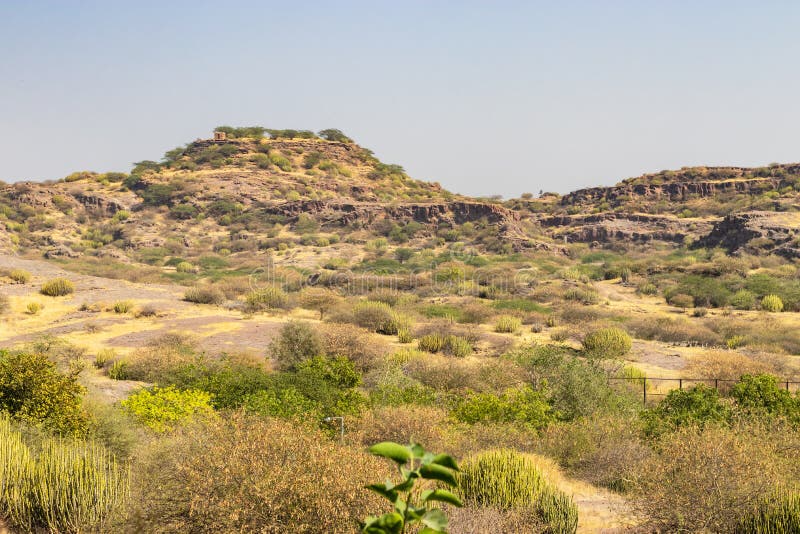 Mountainous Barren Landscape with Flat Sky at Evening from Flat Angle ...