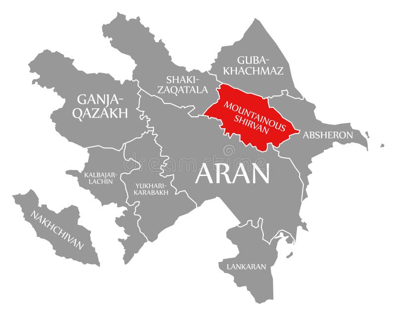 Mountainous Shirvan Red Highlighted in Map of Azerbaijan Stock ...