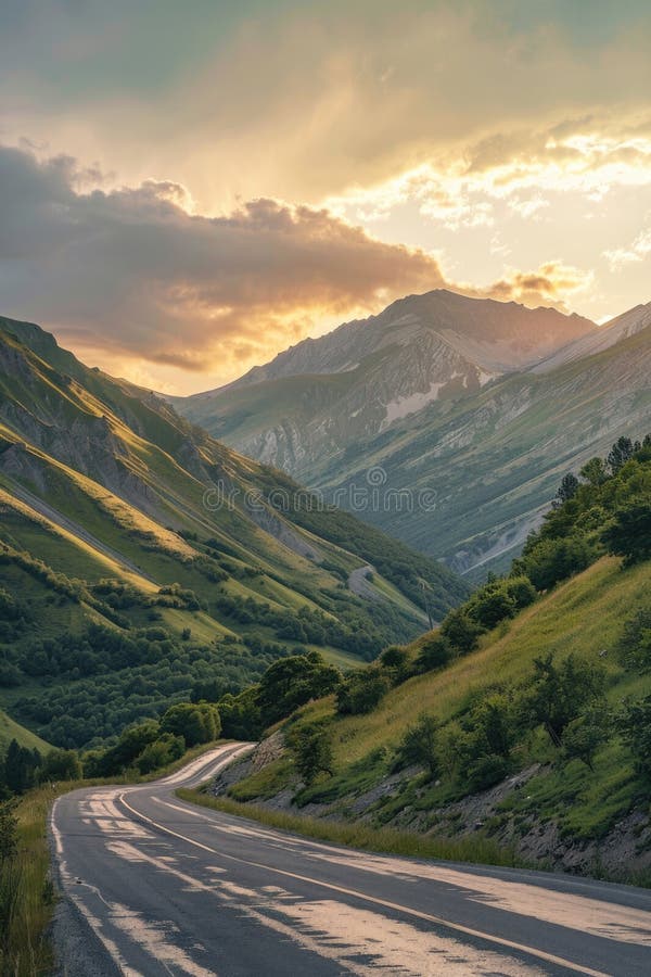 Mountainous Terrain, Motorcycle Journey, Scenic Drive Stock Photo ...
