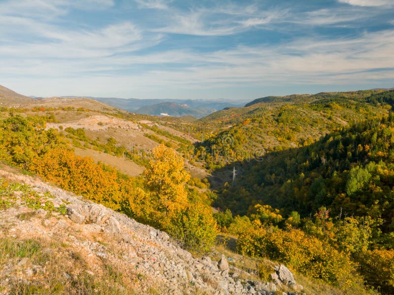 Mountainous Terrain Overgrown with Forests Stock Image - Image of ...