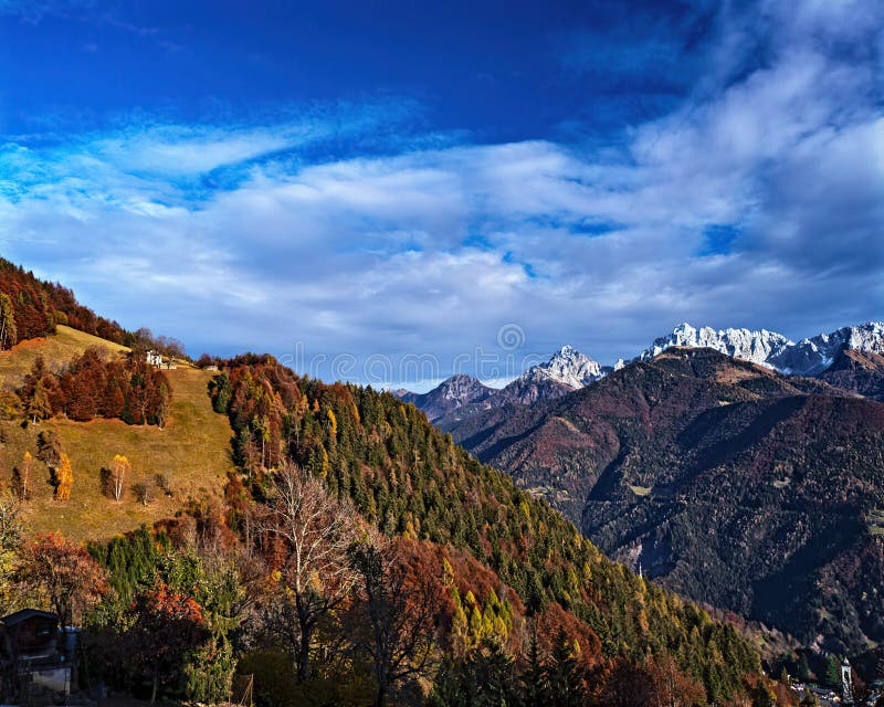 Mountains alpen in italy stock image. Image of gleno - 214193391