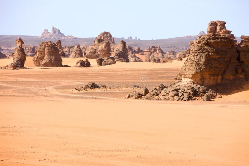 Akakus Mountains, Sahara Desert, Libya Stock Photo - Image of barren ...