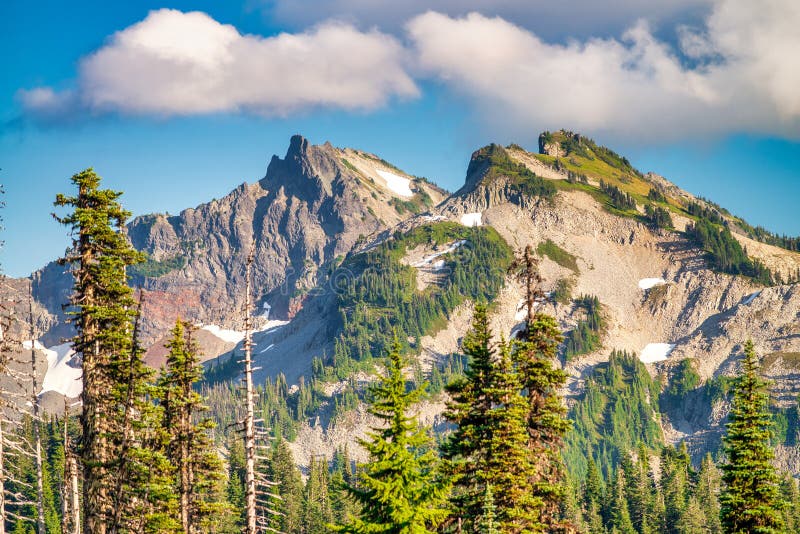 Mountains Along Mt Rainier National Park, Washington Stock Photo ...