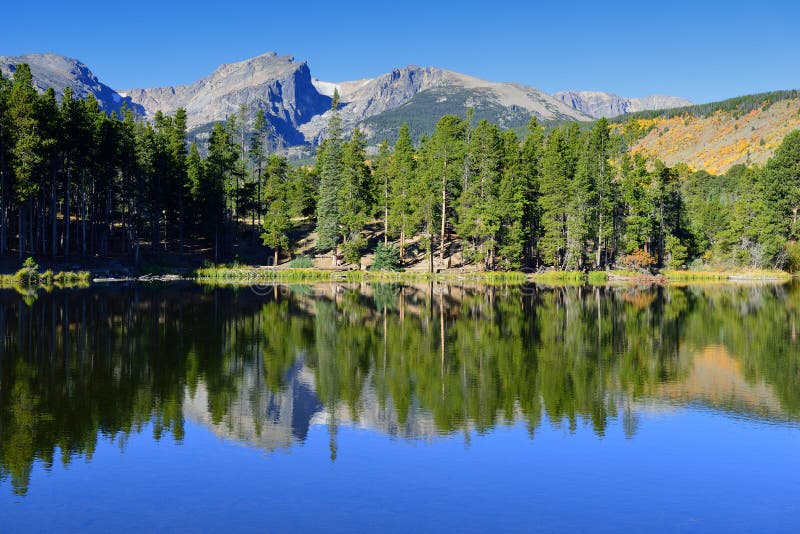 Mountains and Alpine Lake with Reflection in the Fall Stock Photo ...