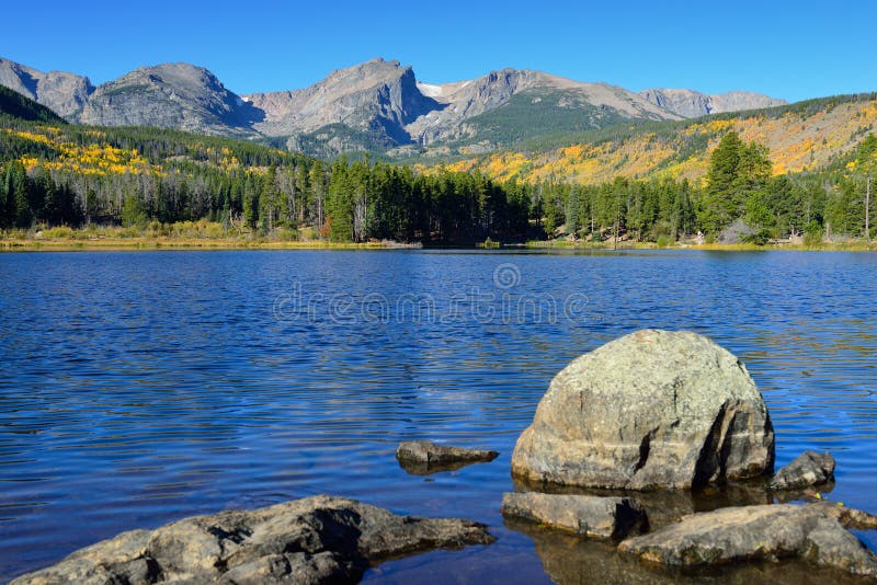 Mountains and Alpine Lake with Reflection in the Fall Stock Photo ...