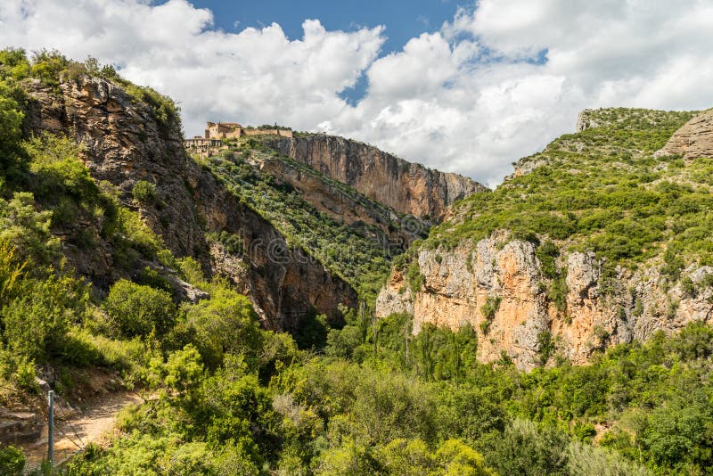 Mountains in Alquezar, Spain Stock Image - Image of canyon, river ...