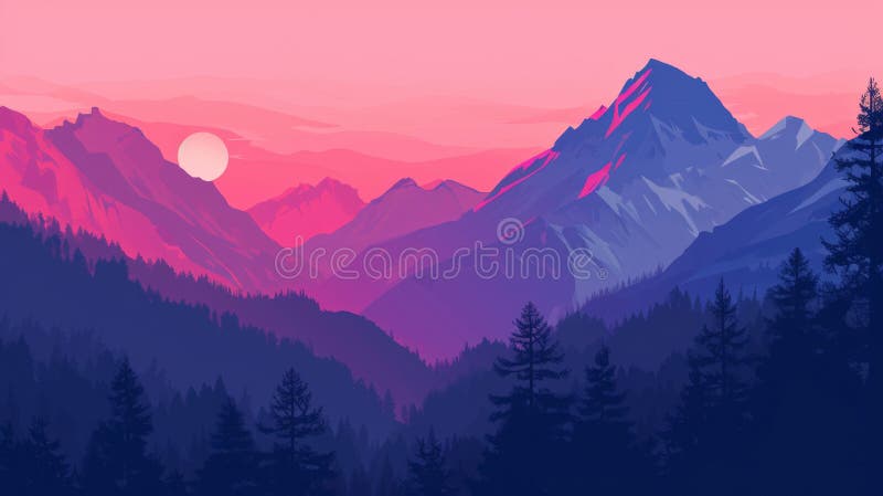 Mountains, Background Foreboding Colors. Stock Image - Image of magenta ...