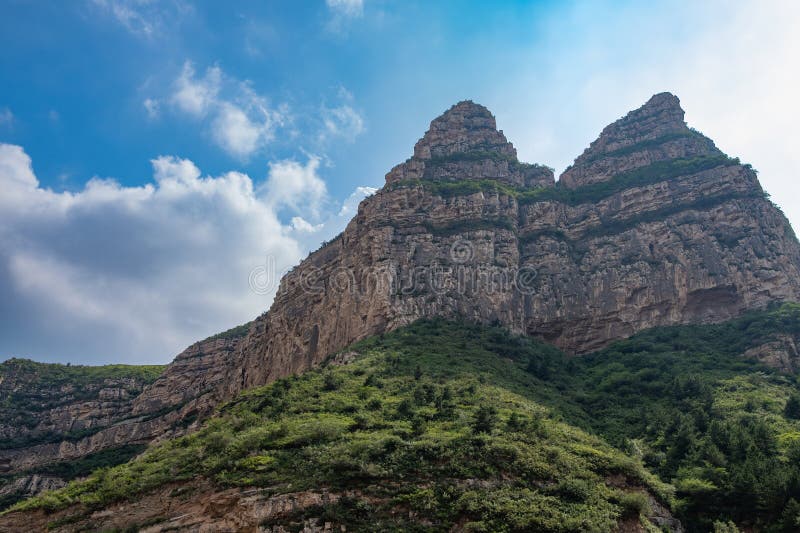 Mountains with Beautiful Blue Sky and White Clouds Horizontal ...