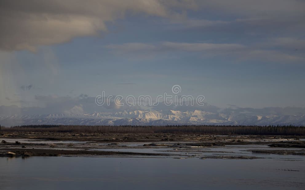 Mountains Behind Salcha River Stock Photo - Image of texture, mountain ...