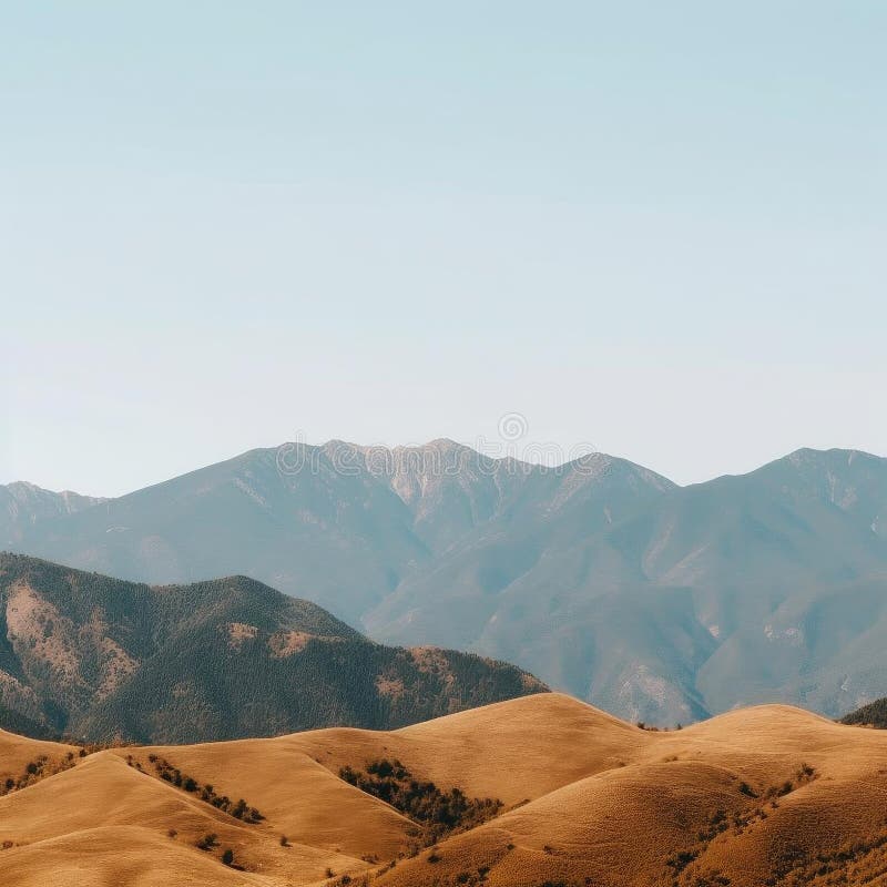 Mountains and Blue Sky in the Morning, Note Shallow Depth of Field ...