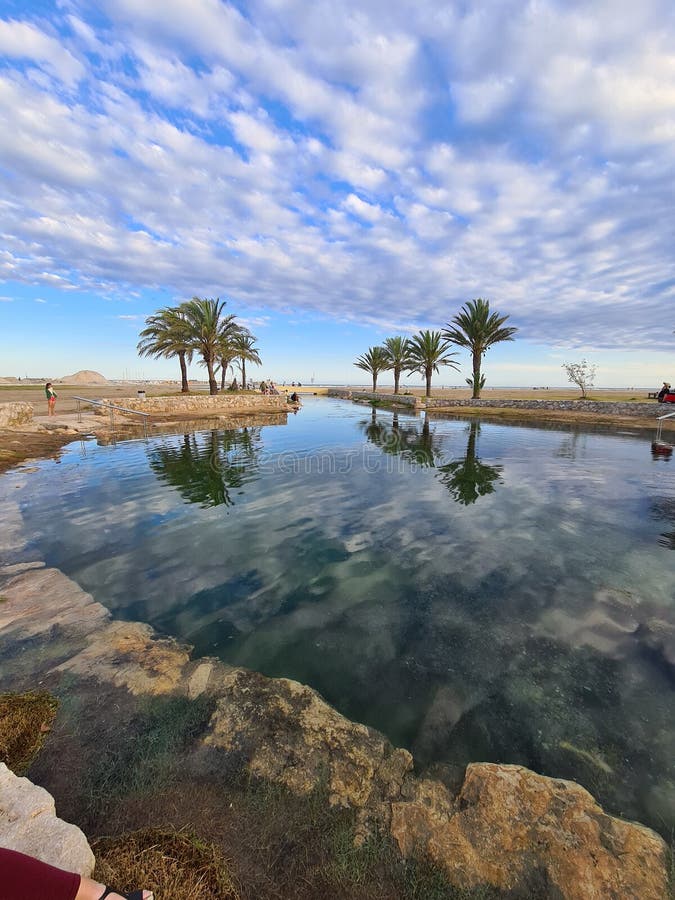 Beach of altafulla stock image. Image of mountains, places - 247587907
