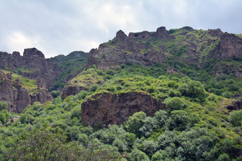 Mountains and Cliffs Surrounding Azat River and Geghard Monaster Stock ...