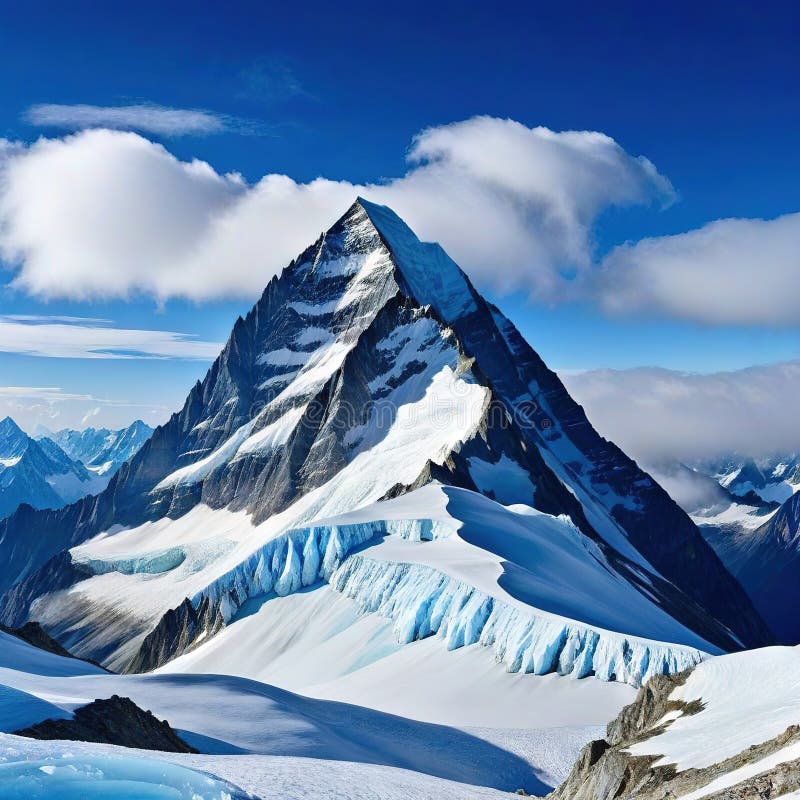 Of Mountains with Clouds in the Sky Stock Illustration - Illustration ...