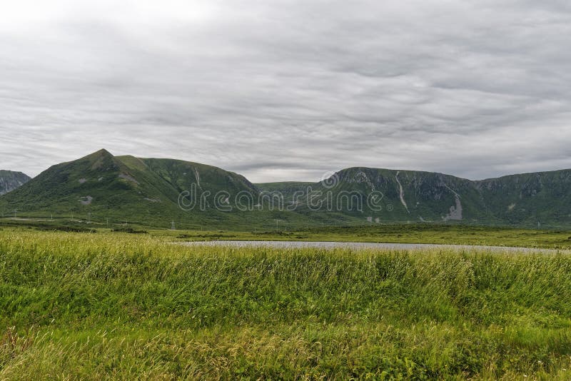 Mountains in the Codroy Valley Stock Photo - Image of exploring, house ...