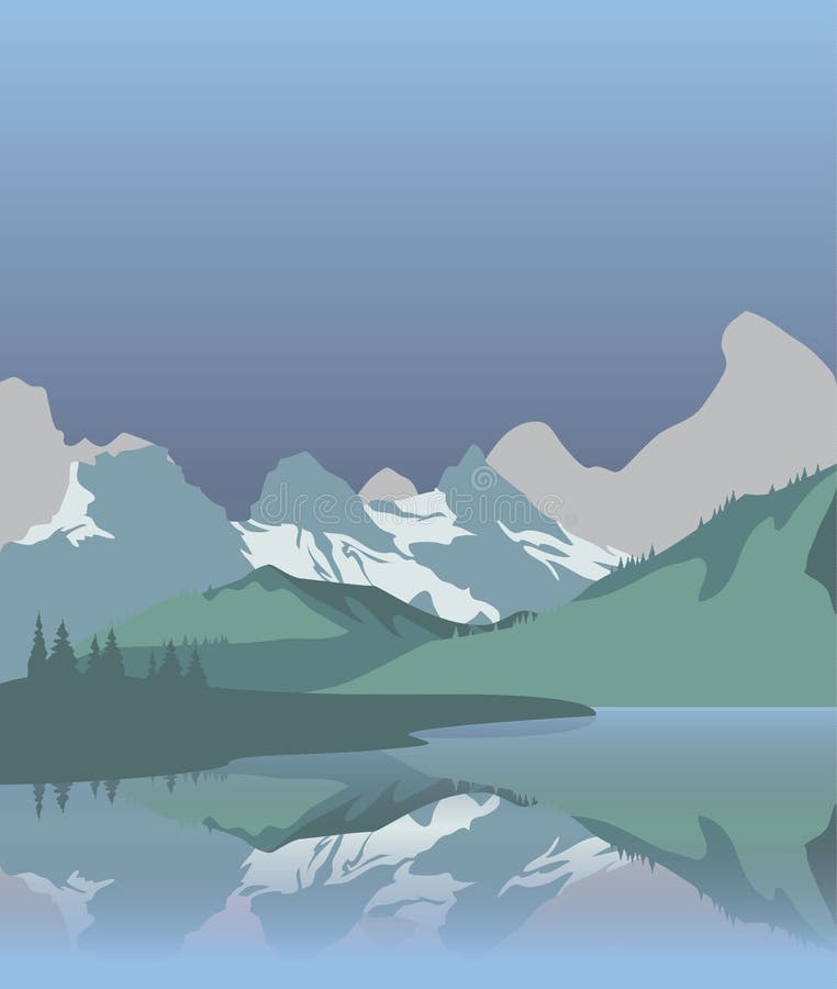 Mountains and Cold Landscape Scene Stock Vector - Illustration of land ...