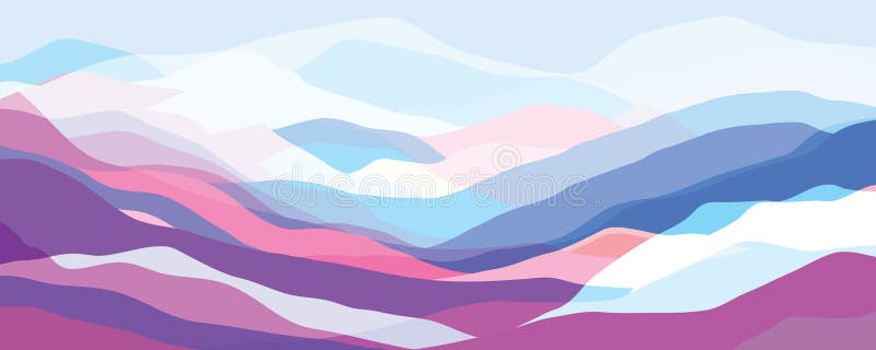 Multicolor Mountains, Silhouette Waves, Abstract Color Shapes, Modern ...