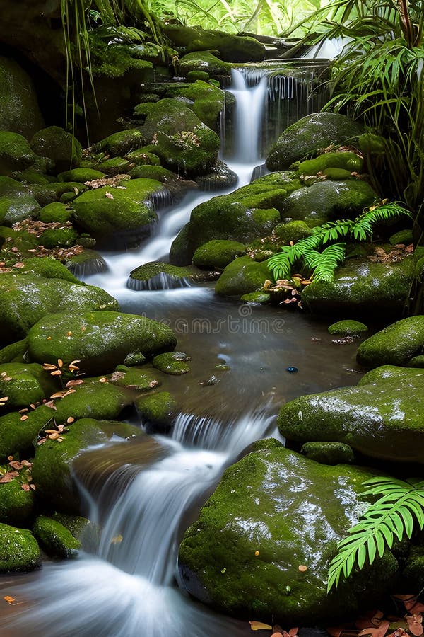 A Mountains and Countryside, a Waterfall Area Stock Photo - Image of ...