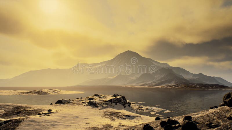 Mountains Covered with Ice in Antarctic Landscape Stock Illustration ...