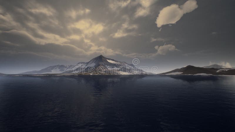 Mountains Covered with Ice in Antarctic Landscape Stock Illustration ...