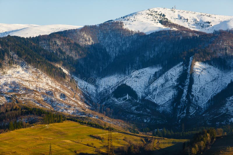 Mountains Covered in Snow in Spring Time. Spring Landscape. Local ...