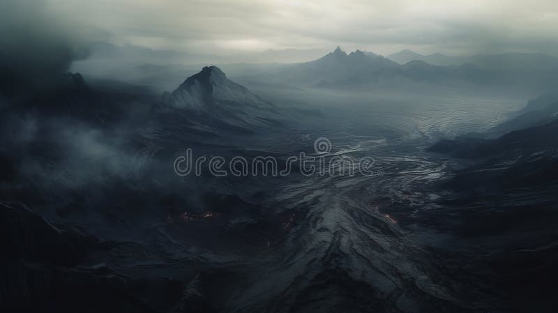 Ethereal Desolation: a Hauntingly Beautiful Dark Landscape Stock ...
