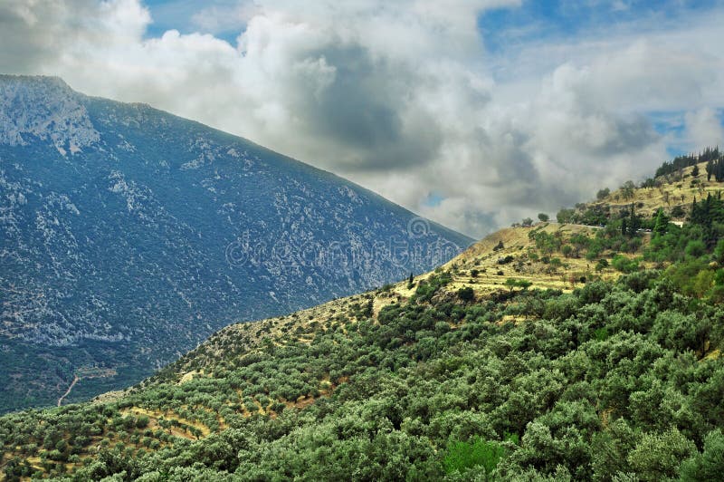 At the Delphi district. stock photo. Image of light, hillside - 29892834