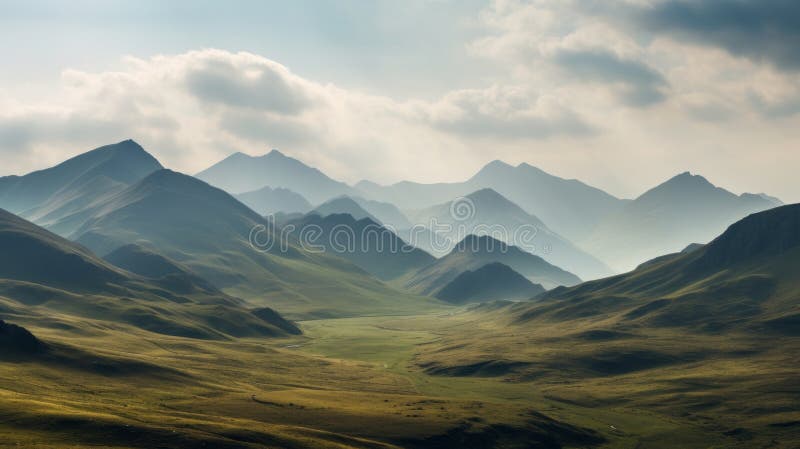 Mountains in the Distance with Clouds in the Sky Stock Illustration ...