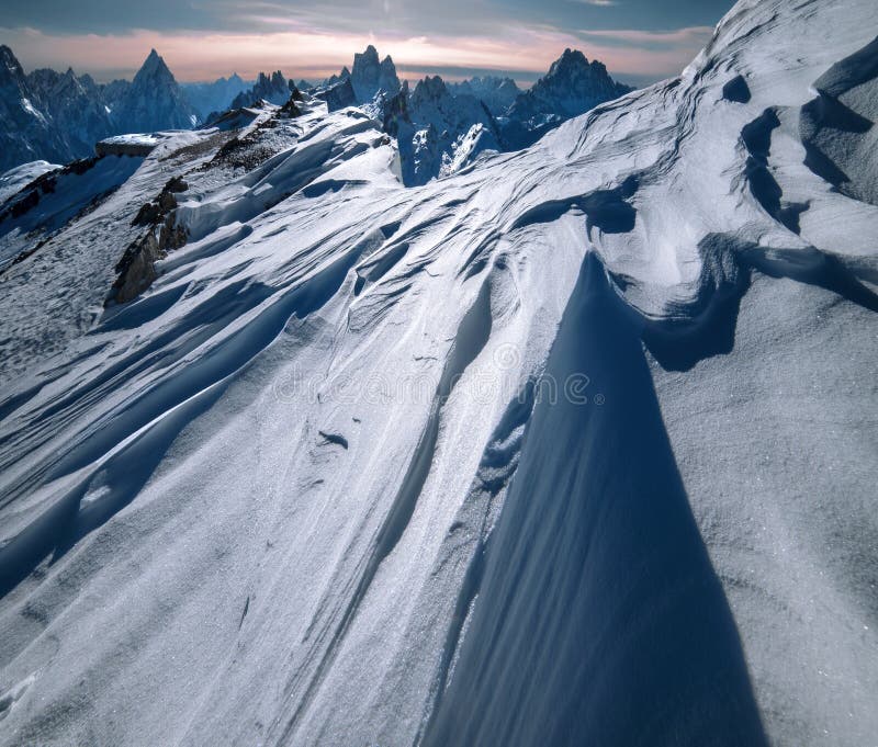 Mountains at Dolomiten, Italian Alps Covered with a Thick Layer of Snow ...