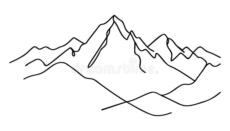 Mountains are Drawn with One Continuous Line. Vector Illustration Stock ...