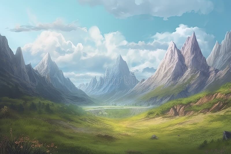 The Mountains. Fantasy Fiction Natural Backdrop Stock Illustration ... The Mountains. Fantasy Fiction Natural Backdrop Stock Illustration ...