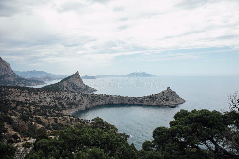Mountains with Forest in the Sea in Nature Boat Trip Hiking Stock Image ...