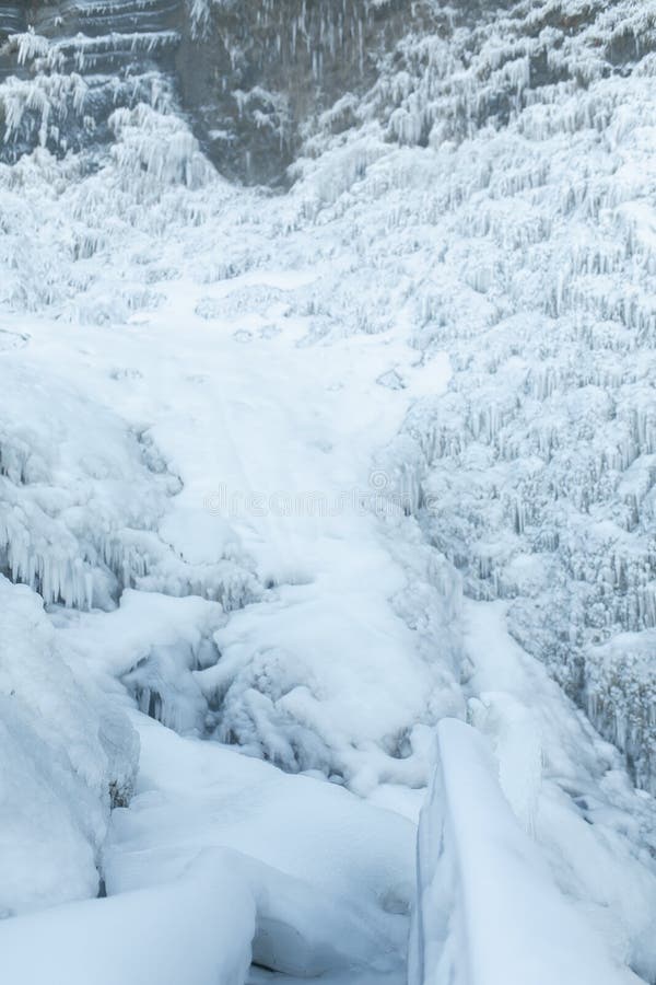 Mountains Frozen with Ice in Winter. Earth, Stones are Covered with Ice ...