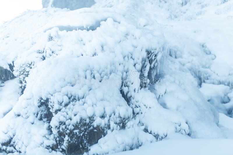 Mountains Frozen with Ice in Winter. Earth, Stones are Covered with Ice ...
