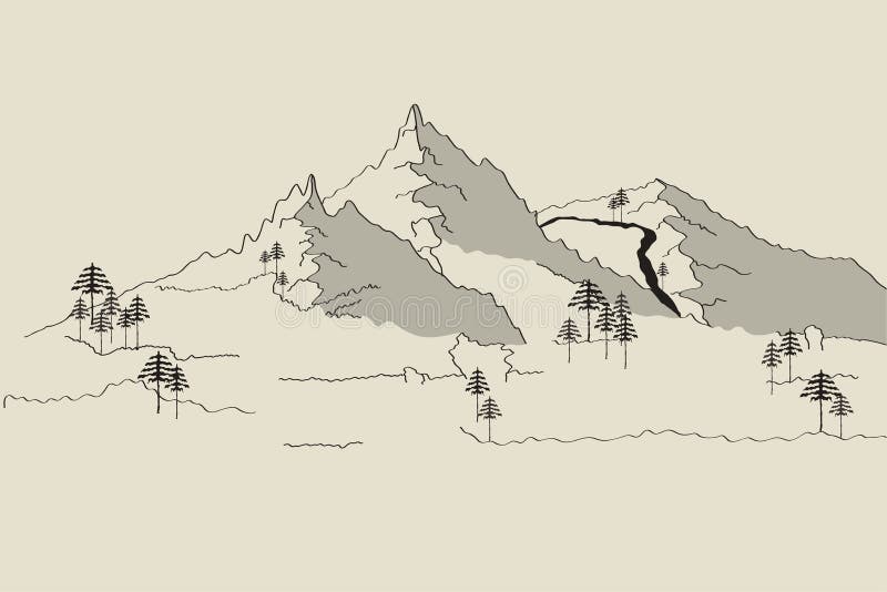 Pencil Sketch Mountain Alps Stock Illustrations – 71 Pencil Sketch ...