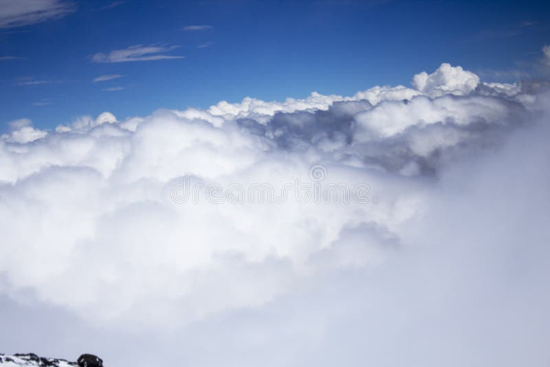 Mountains Hiding in Clouds, View from Elbrus Side Stock Photo - Image ...